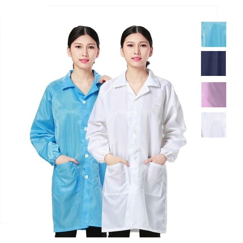 Jual (KHUSUS BATAM) ESD Antistatic Cleanroom Smock, Stripe | Jas Baju ...