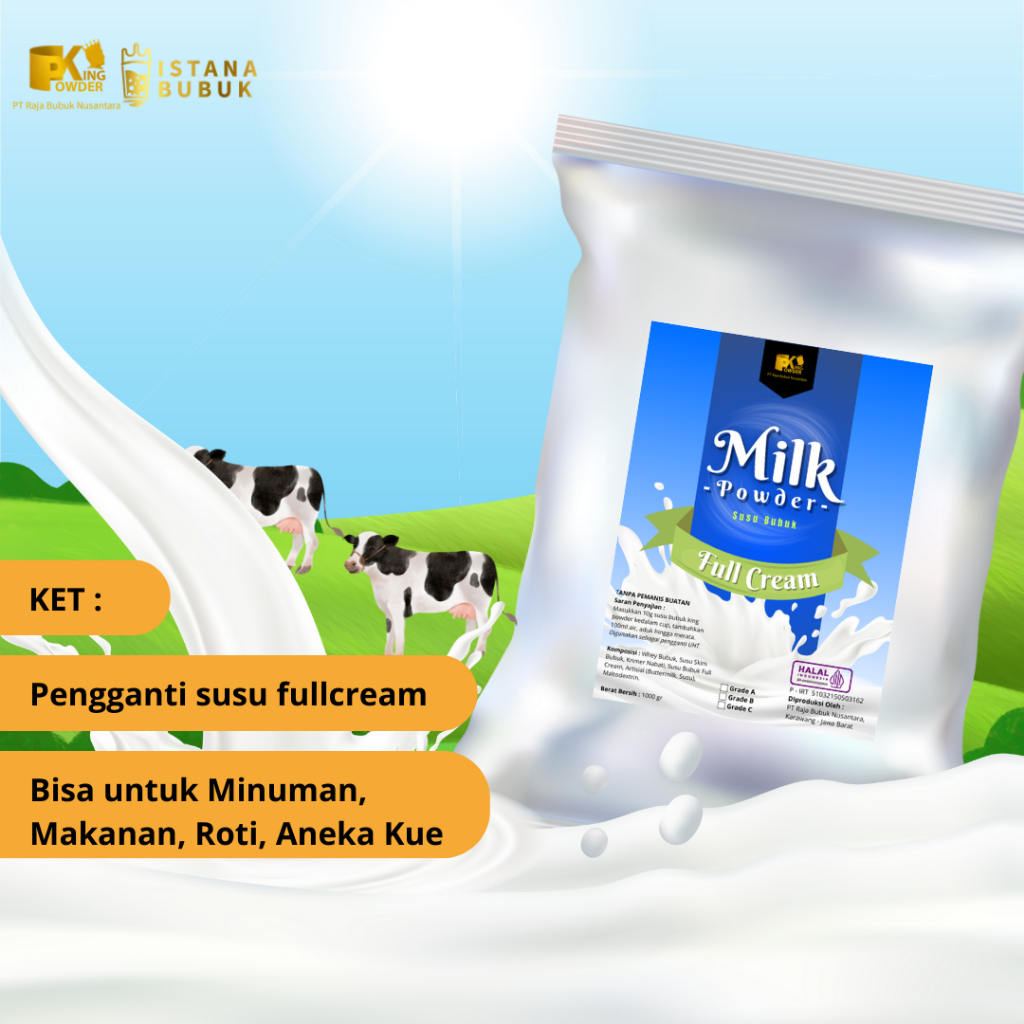 Jual Susu Bubuk Premix Grade A, Milk Powder 1 Kg Grade A, B, C, Raja ...