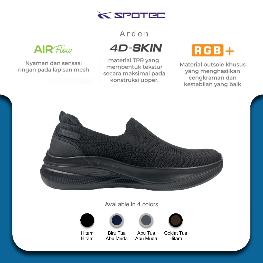 Jual SPOTEC Sepatu Walking Artikel ARDEN-Hitam/Hitam | Shopee Indonesia