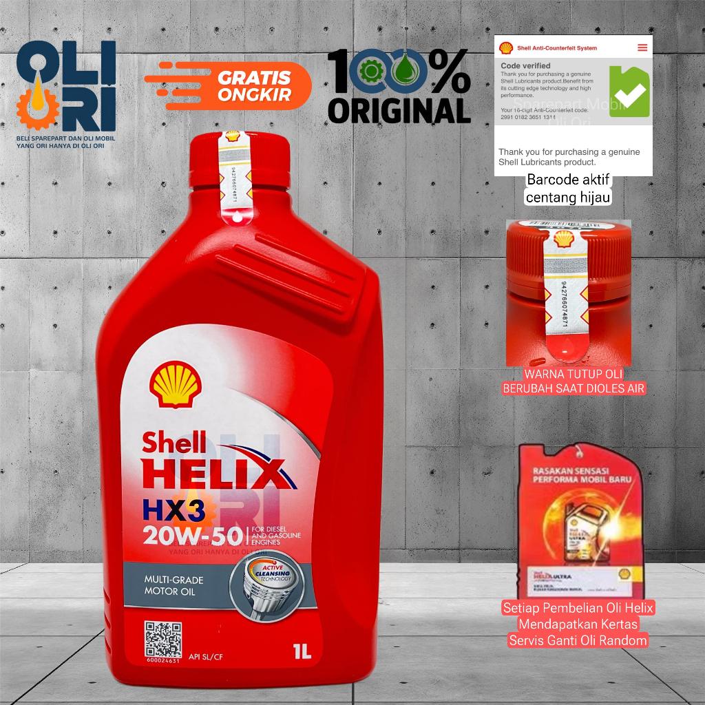 Jual Oli SHELL HELIX HX3 20W-50 1Liter Original | Shopee Indonesia