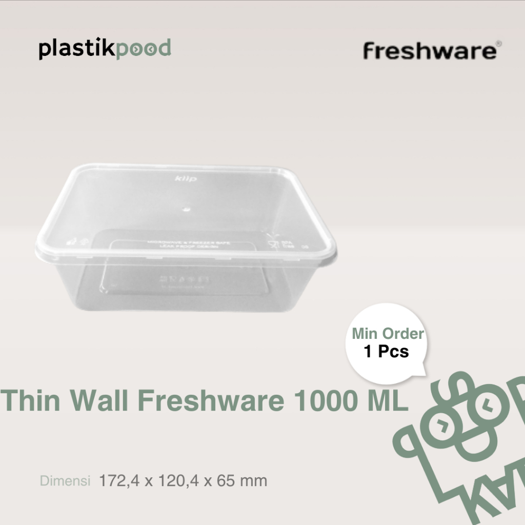 Jual Thin Wall Persegi Panjang Freshware 1000ML + Tutup Tempat Makan ...
