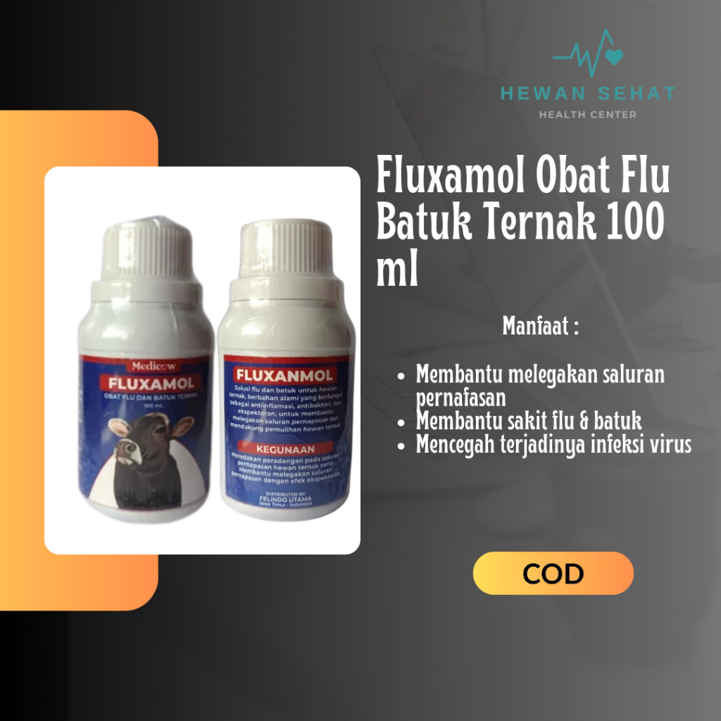 Jual Fluxamol Obat Flu Batuk Ternak Sapi Kambing Domba Medicow 100 ml ...