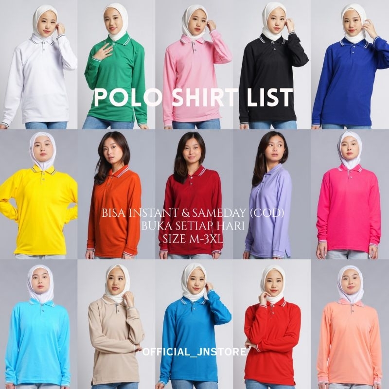 Jual OFFICIAL_JNSTORE - Premium Kaos Kerah Polo Panjang List Warna ...