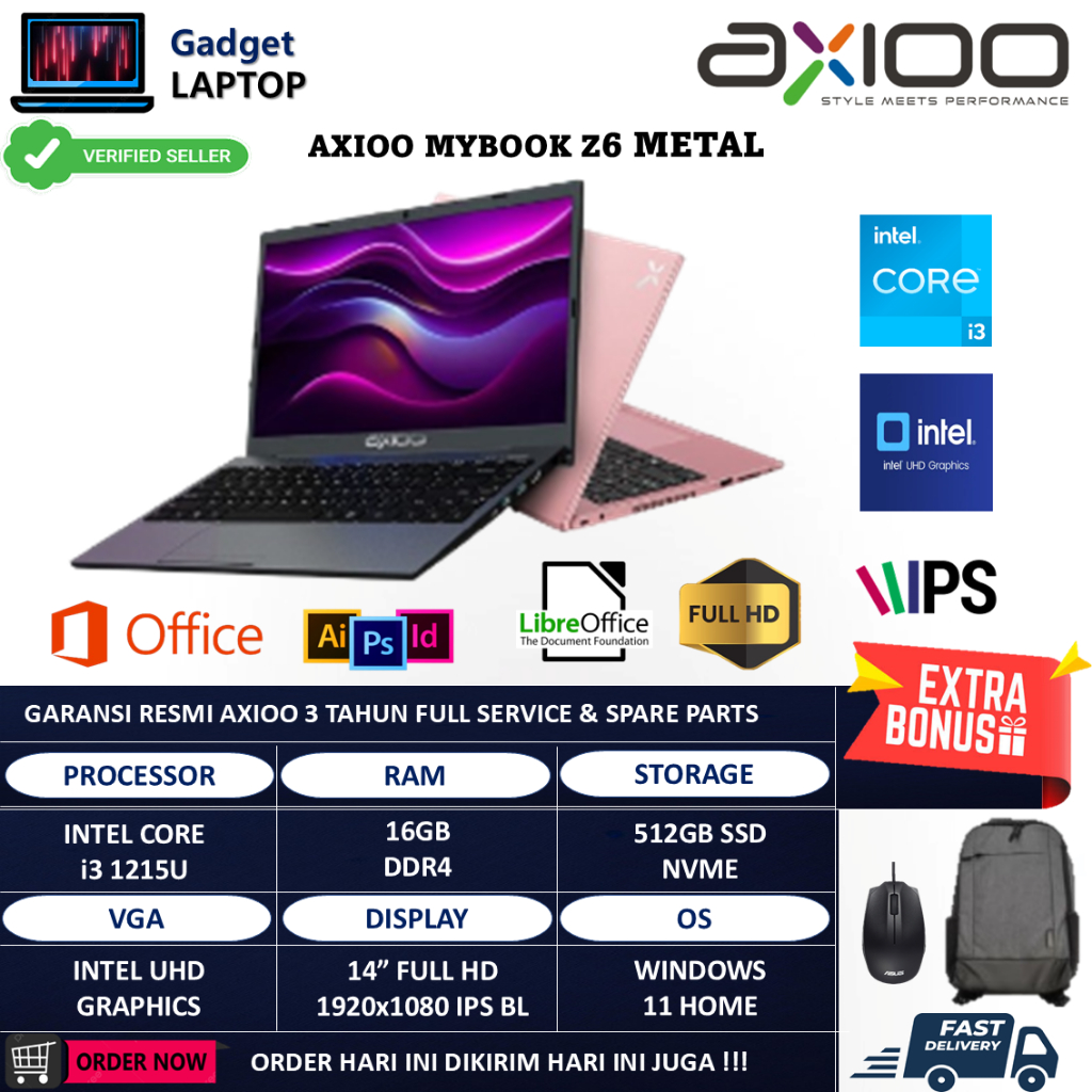 Jual Laptop Axioo MyBook Z6 Metal Intel Core i3 1215U 16GB 512GB 14 Inch Full HD IPS BL Windows ...
