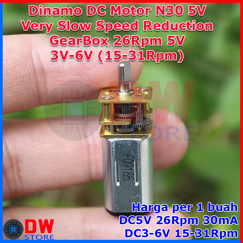 Jual DC Micro Motor N30 Very Slow Speed Reduction Gearbox DC 5V 3V-6V ...