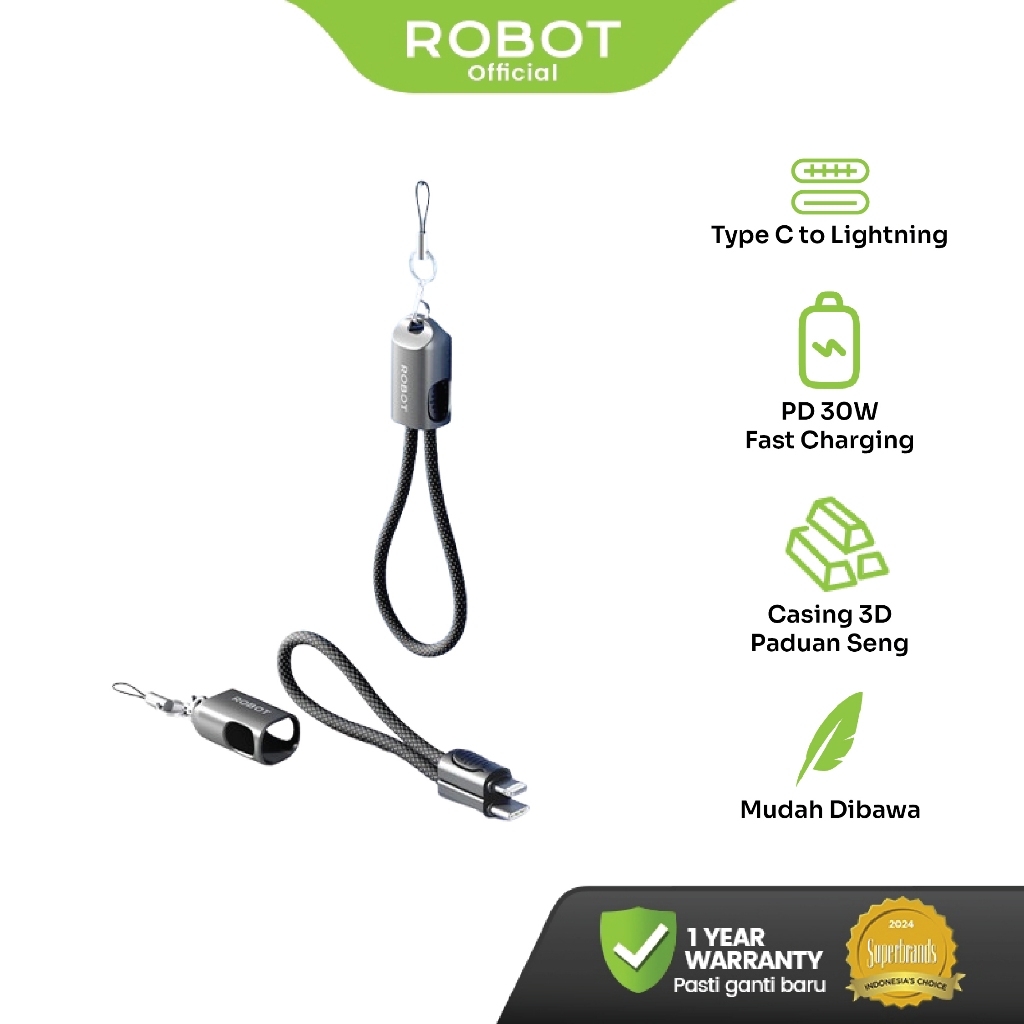 Jual ROBOT Kabel Data Fast Charging 65W Lanyard Tali Gantung Handphone ...