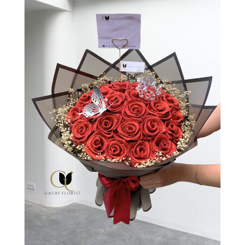 Jual 30 Tangkai Rose Glitter Bouquet Gauri Florist Kediri | Bucket ...