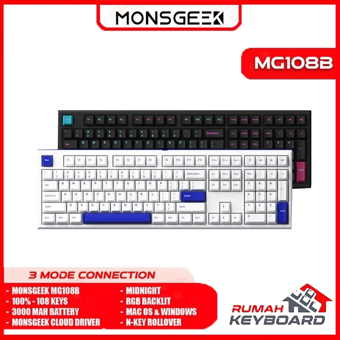 Jual MONSGEEK MG108B X AKKO - 100% - 3 Mode - Rgb - Mechanical Keyboard ...