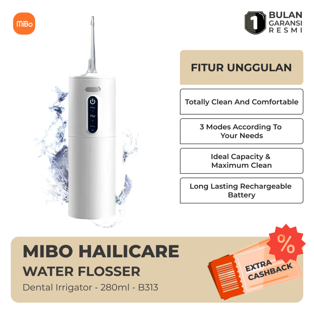 Jual MIBO HAILICARE Water Flosser Dental Irrigator Pembersih Karang Gigi 280ml - B313 | Shopee ...