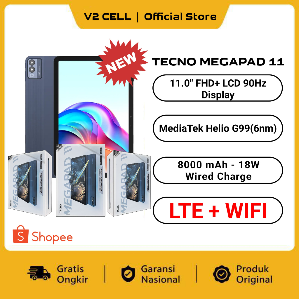 Jual TECNO MEGAPAD 11 [8GB/128GB] [8/256GB] 11Inch Ultra Screen with Eye Care Mode, Sim Card + T ...