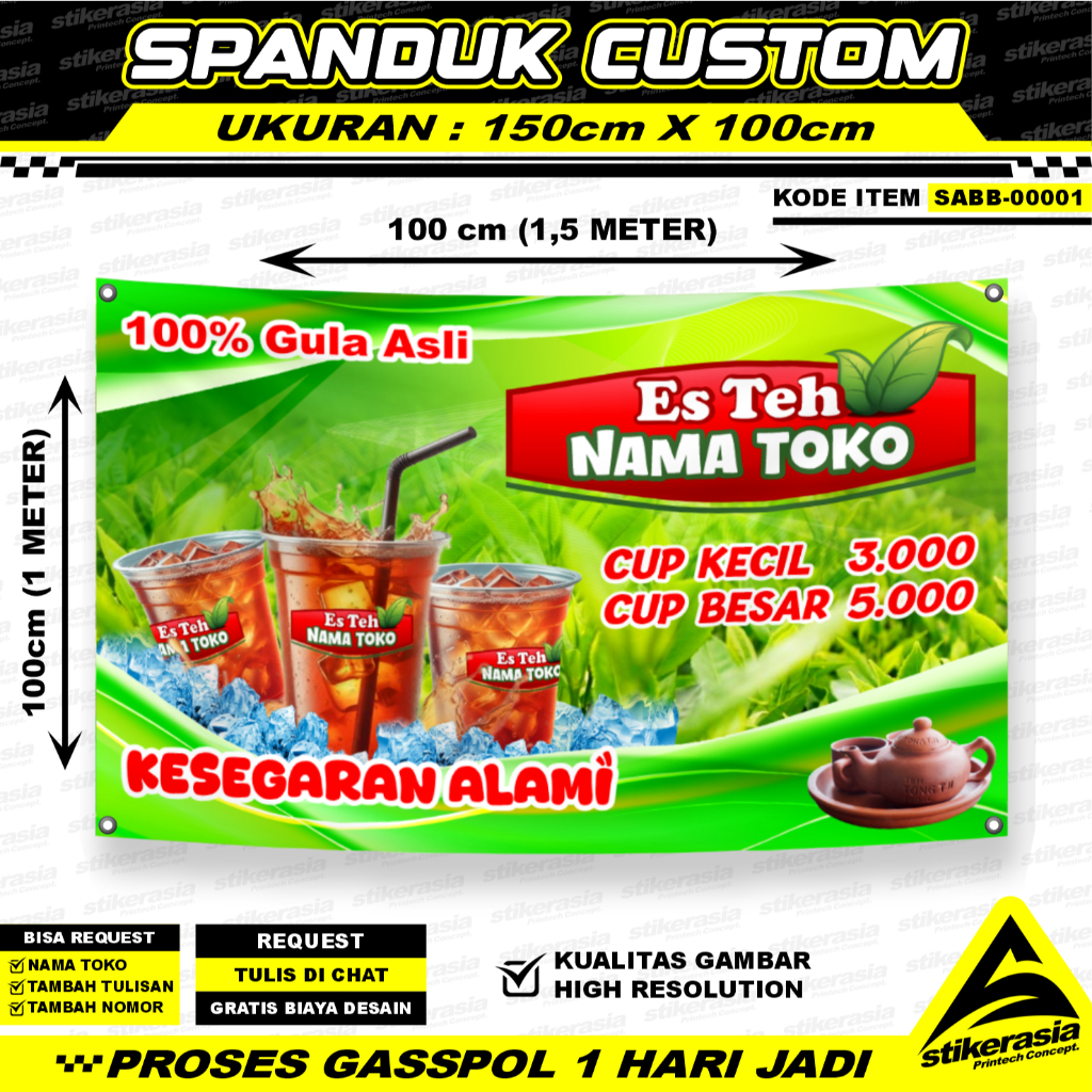 Jual CETAK SPANDUK CUSTOM ES TEH CETAK BANNER ESTEH POCI MINUMAN TEA ...