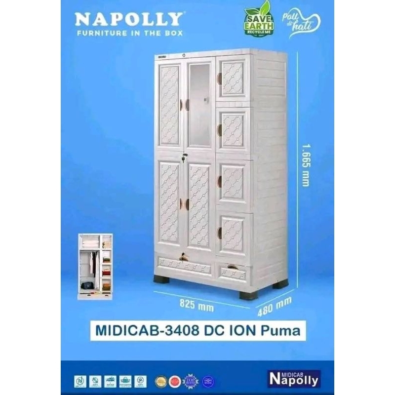 Jual LEMARI PLASTIK JUMBO NAPOLLY 3408 DC ION | Shopee Indonesia