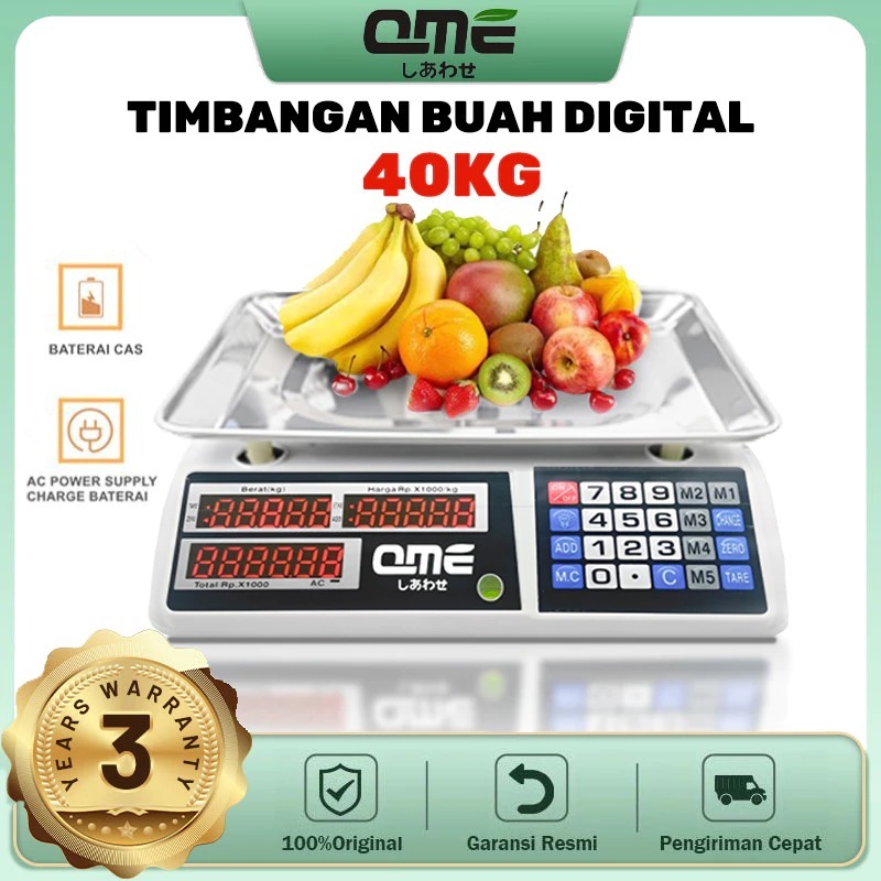 Jual QME Digital Computing Scale 40kg Double Display Timbangan Buah 40kg/Timbangan Buah Digital ...