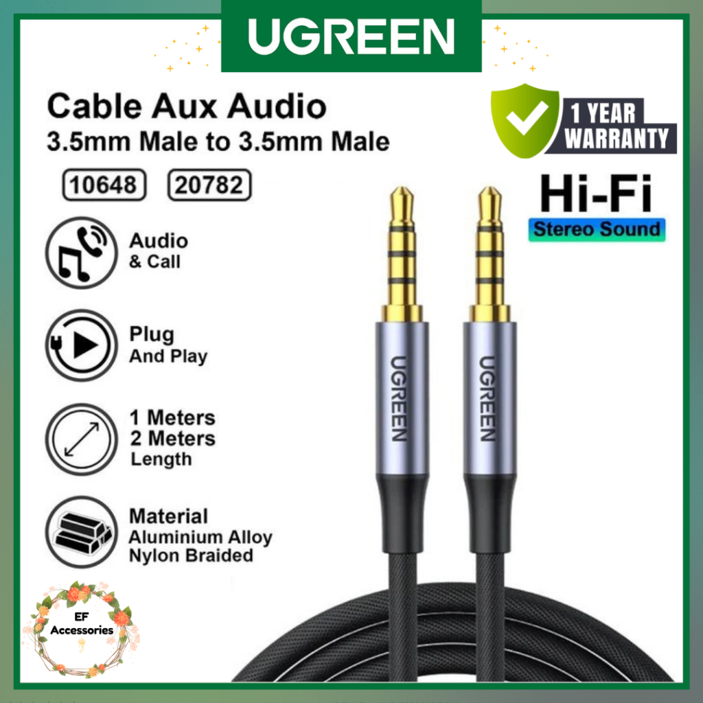 Jual UGREEN KABEL AUX AUDIO JACK 3.5mm TRSS 4 POLE HIFI STEREO & CALL ...
