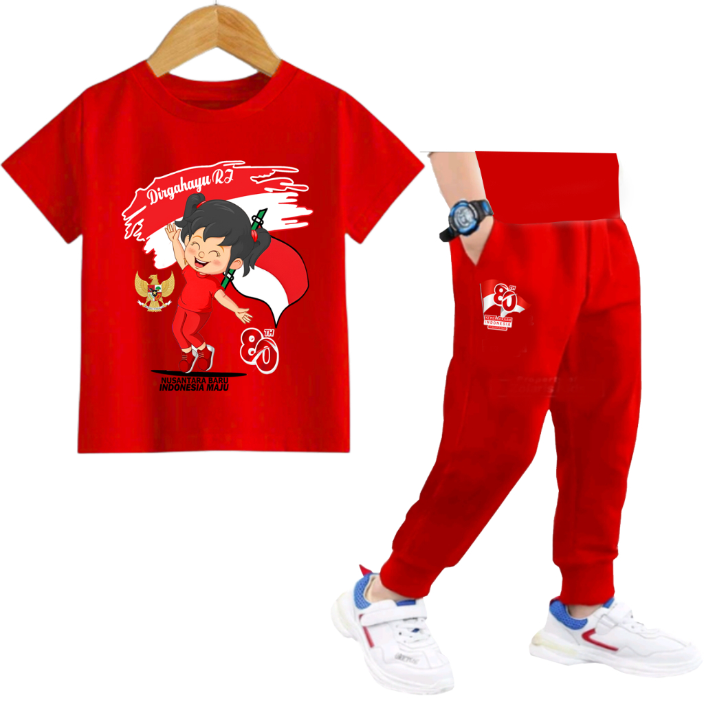 Jual baju setelan anak agustusan perempuan laki laki stelan agustus kemerdekaan HUT RI ke 80 ...