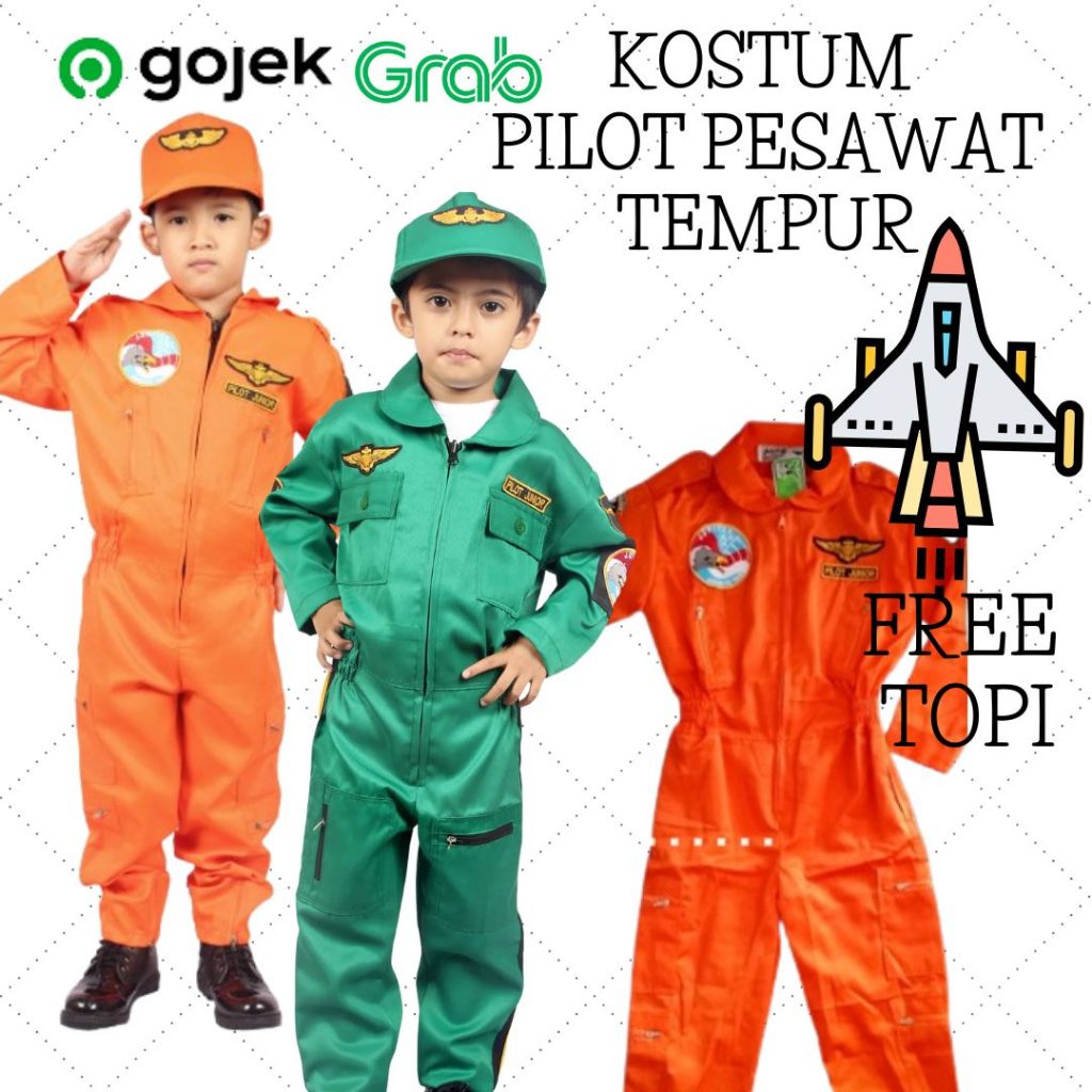 Jual KOSTUM PILOT PESAWAT TEMPUR JET KIJANG ANAK LAKI LAKI KARAKTER MH ...