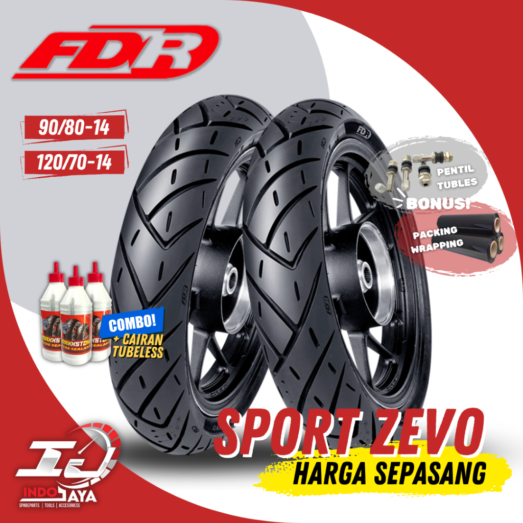 Jual [PAKET MURAH SEPASANG] BAN FDR SPORT ZEVO TUBELESS (90/80-14 & 120/70-14) FDR ORIGINAL ...