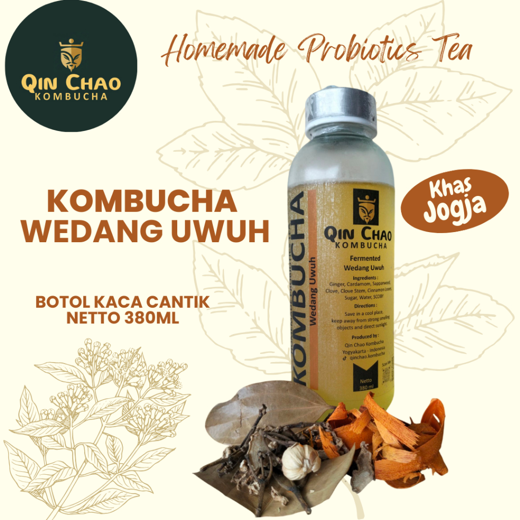 Jual Qin Chao Kombucha Wedang Uwuh - Kemasan Botol Kaca Cantik 380ml | Shopee Indonesia