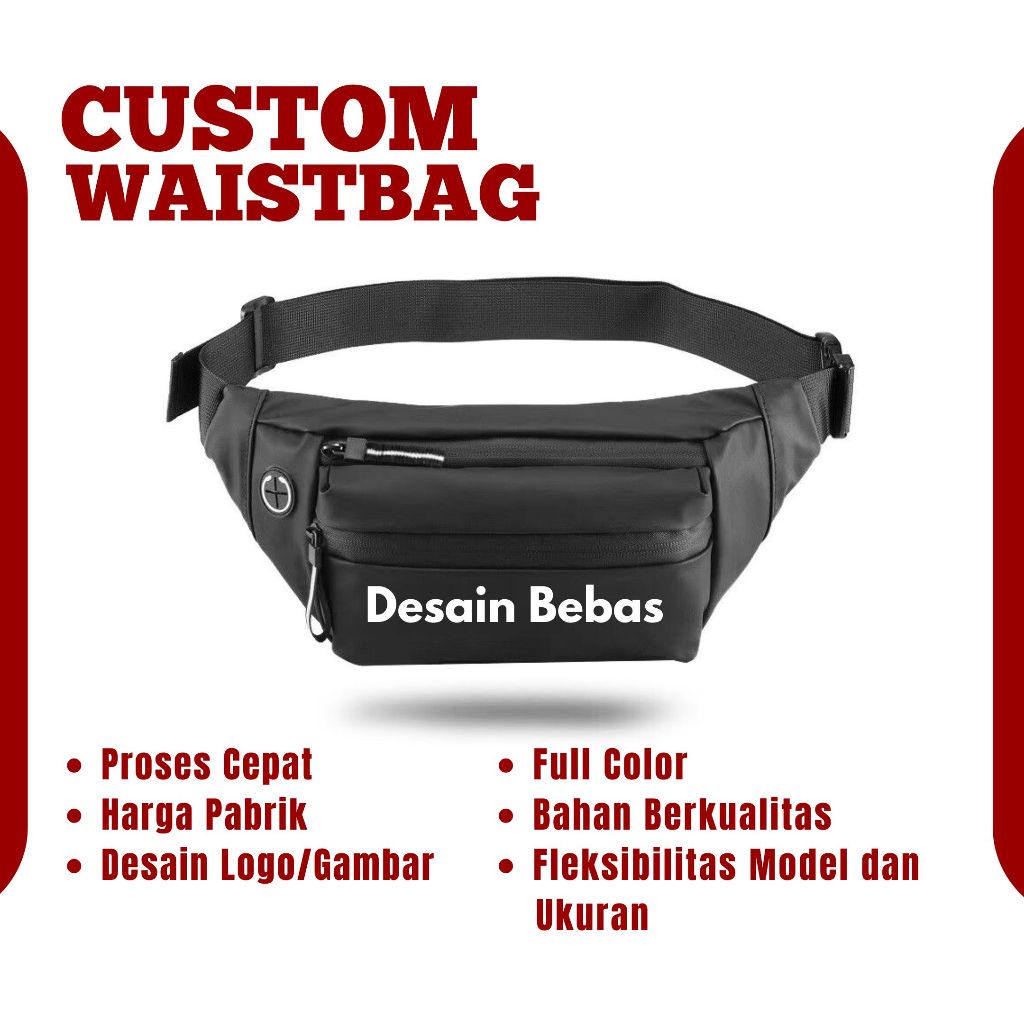 Jual Waistbag Waterproof Custom | Multifungsi, Bisa Pakai Gambar/Logo ...