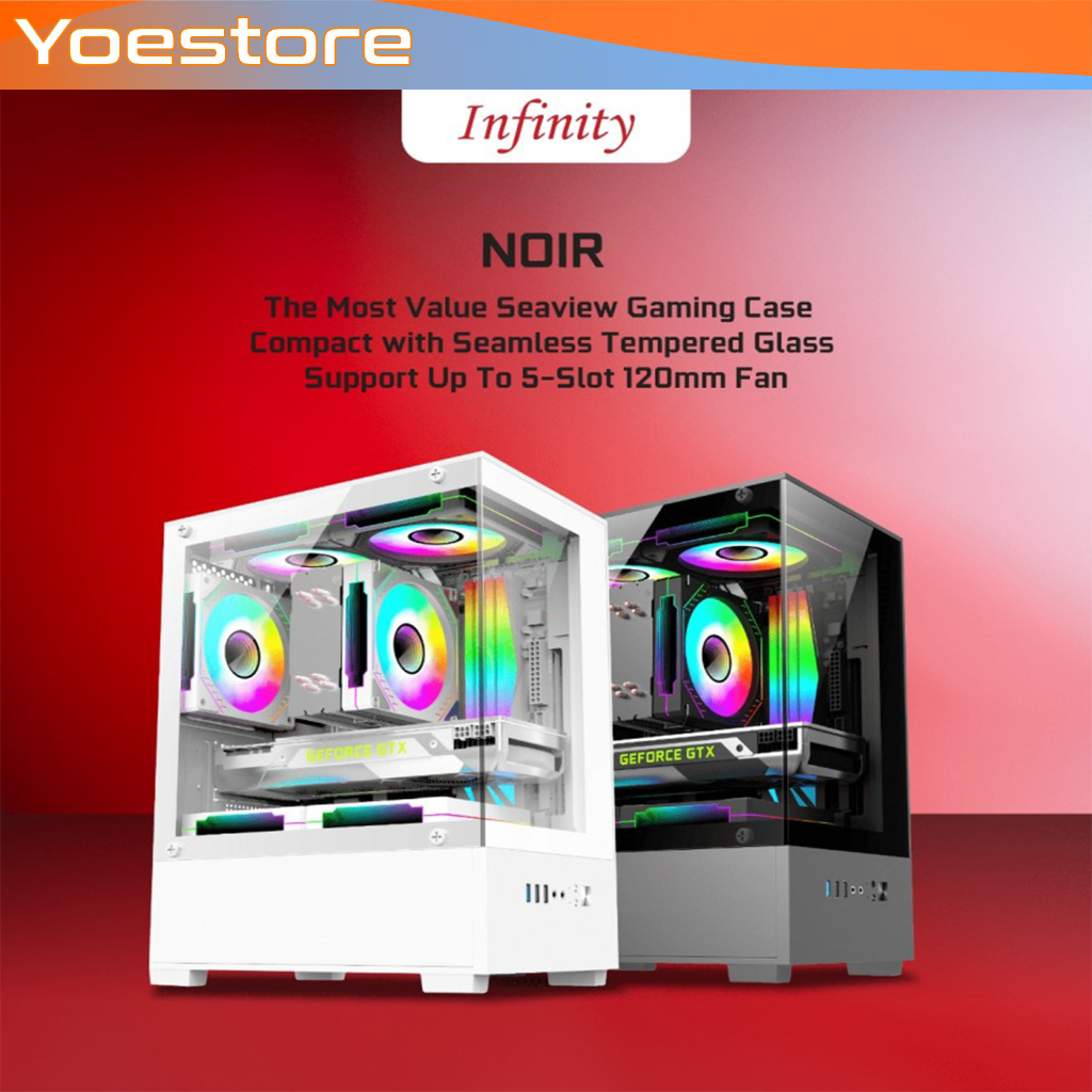 Jual CASING INFINITY NOIR + 3 Fan mATX Compact Seaview Case Temper ...