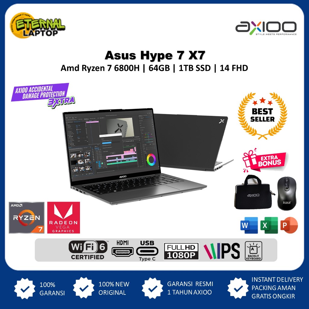 Jual Axioo Hype 7 X8 AMD Ryzen 7 6800H Ram 64GB 512GB Ssd 14 Inci FHD+ ...