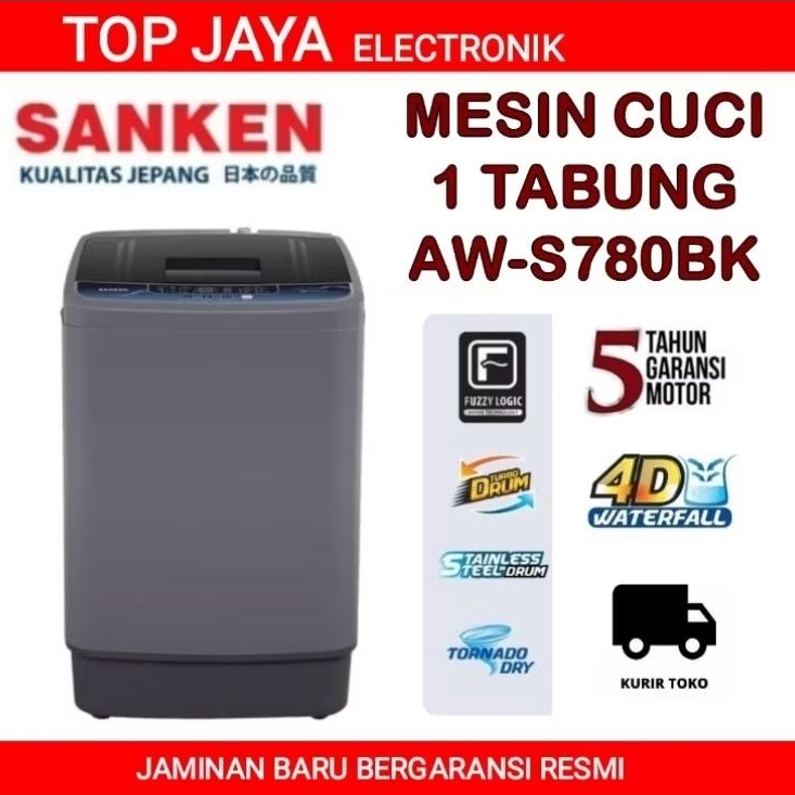 Jual MESIN CUCI SANKEN 7KG TOP LOADING 7KG/SANKEN MESIN CUCI 1 TABUNG AWS-870BK 7KG NEW SERIES ...