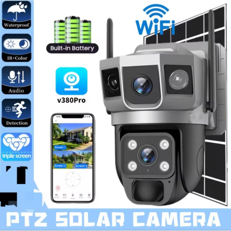 Jual Camera CCTV SIM-card 4G Solar Panel TIGA lensa / TIGA Layar ...