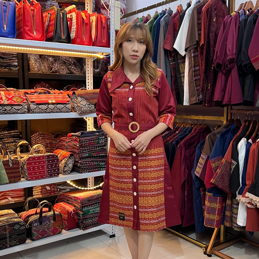 Jual Dress Etnik Tenun Ulos Ragihotang Asli, Model : Kancing Mutiara ...