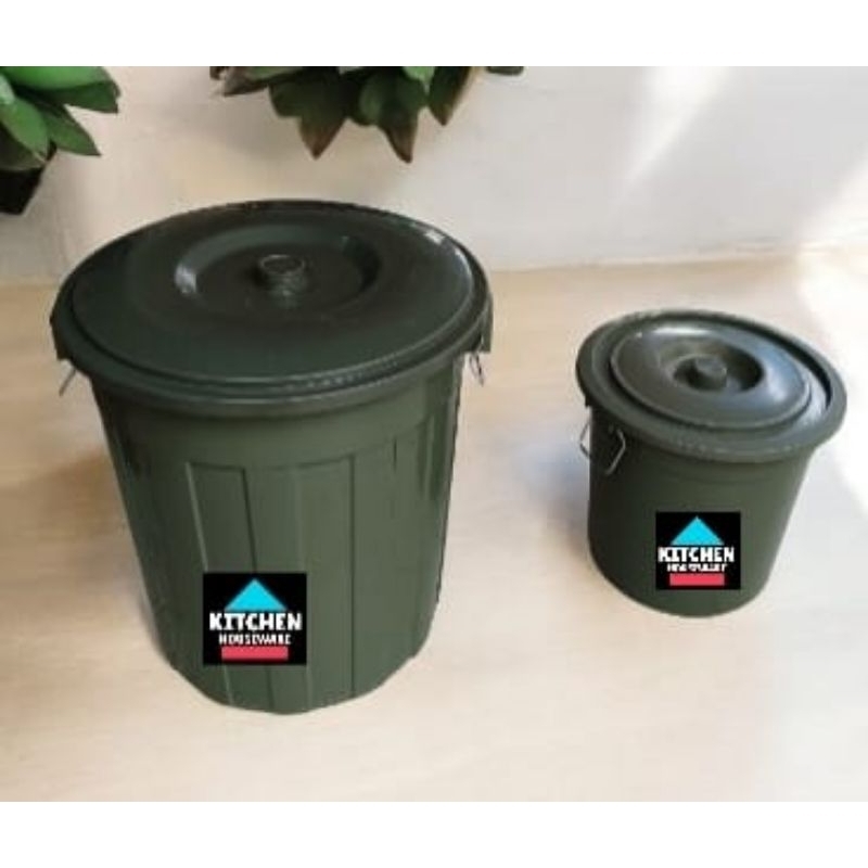 Jual Ember Tong Besar Abu Hijau Army pakai Tutup 80Ltr dan 30 Liter ...