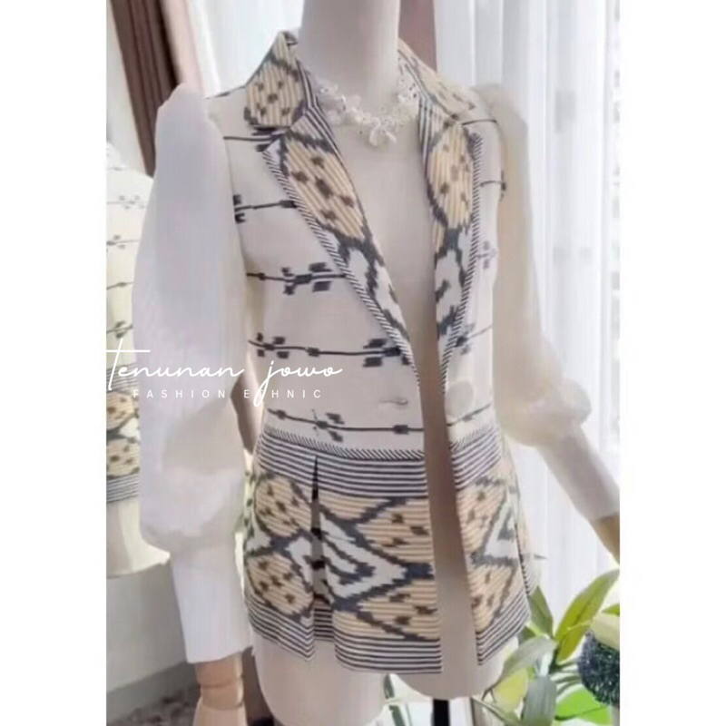 Jual Blazer Tenun Baju Kerja Kerah Jas Model Lengan Terbaru Blazer ...