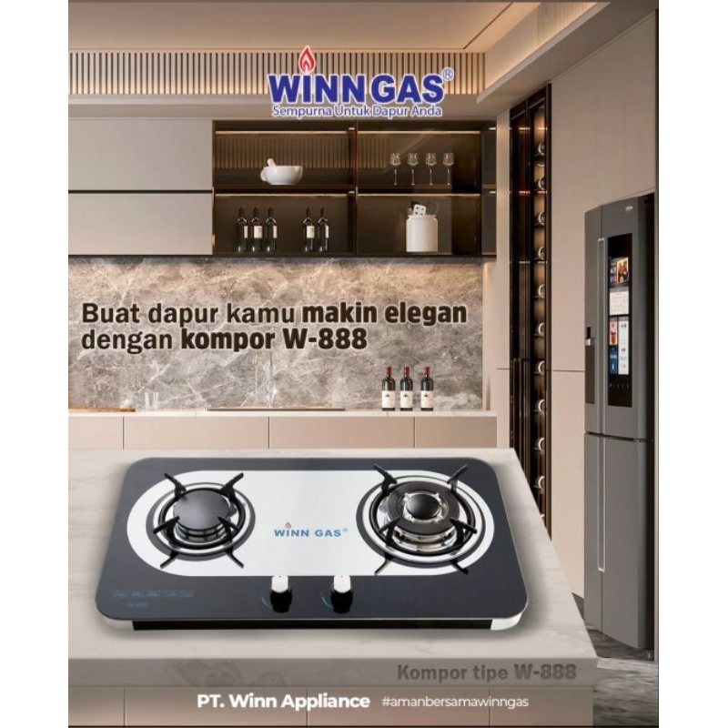 Jual Kompor Gas 2 Tungku Winn Gas W888 Kaca | Shopee Indonesia