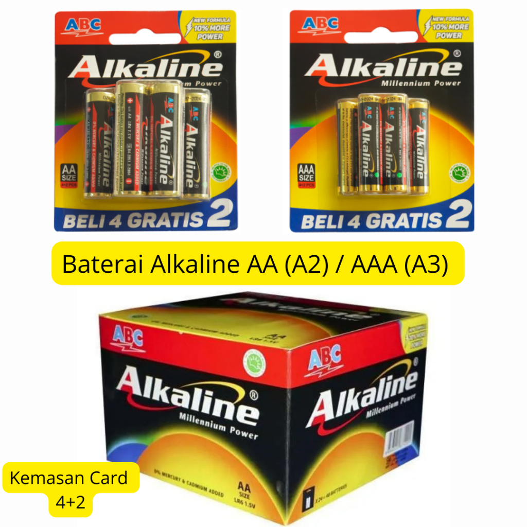 Jual HHS Batu Baterai ABC Alkaline AA / A2 & AAA / A3 Battery 1.5V (4+2 ...