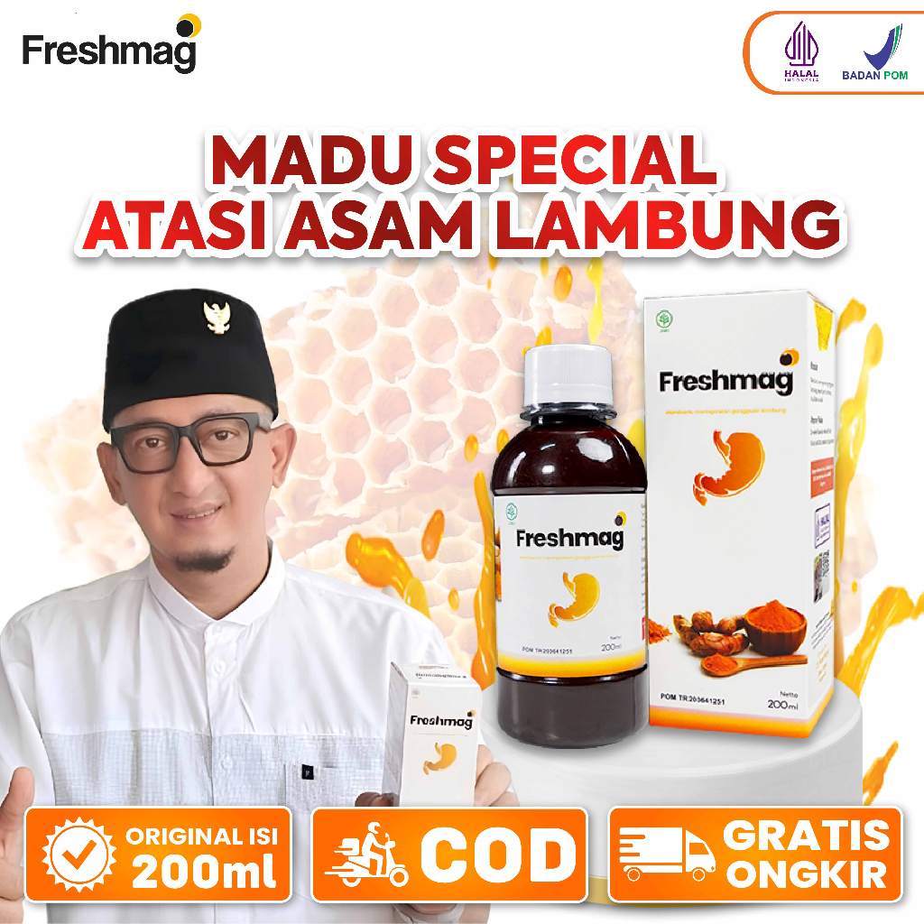 Jual FRESHMAG Madu Herbal dengan Formulasi Alami Madu Hutan Kunyit Cina dan Probiotik Atasi Magh ...