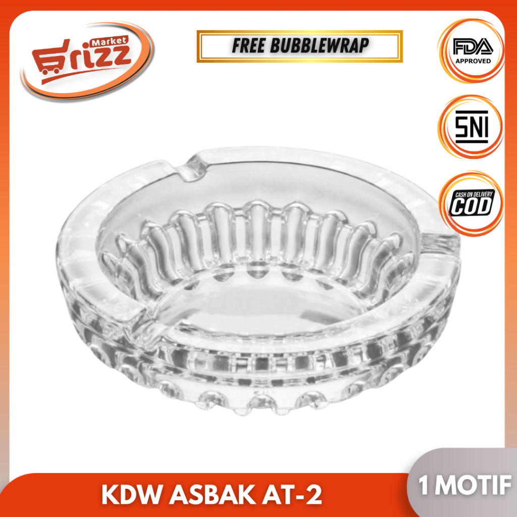 Jual AT-02 Asbak Rokok Kaca Kristal Besar Unik Murah Motif Bulat Ulir ...