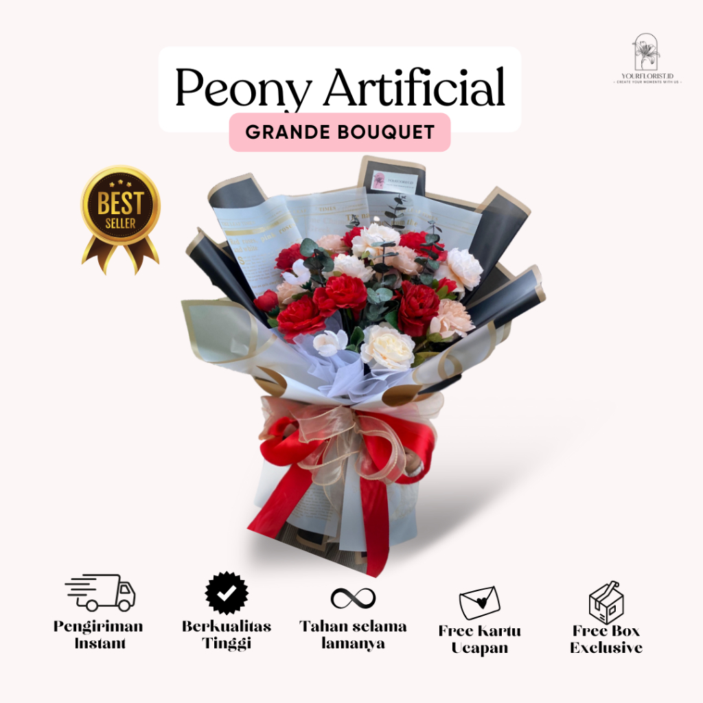 Jual GRANDE PEONY BOUQUET - Buket Bunga Peony Mix Artificial Medium ...