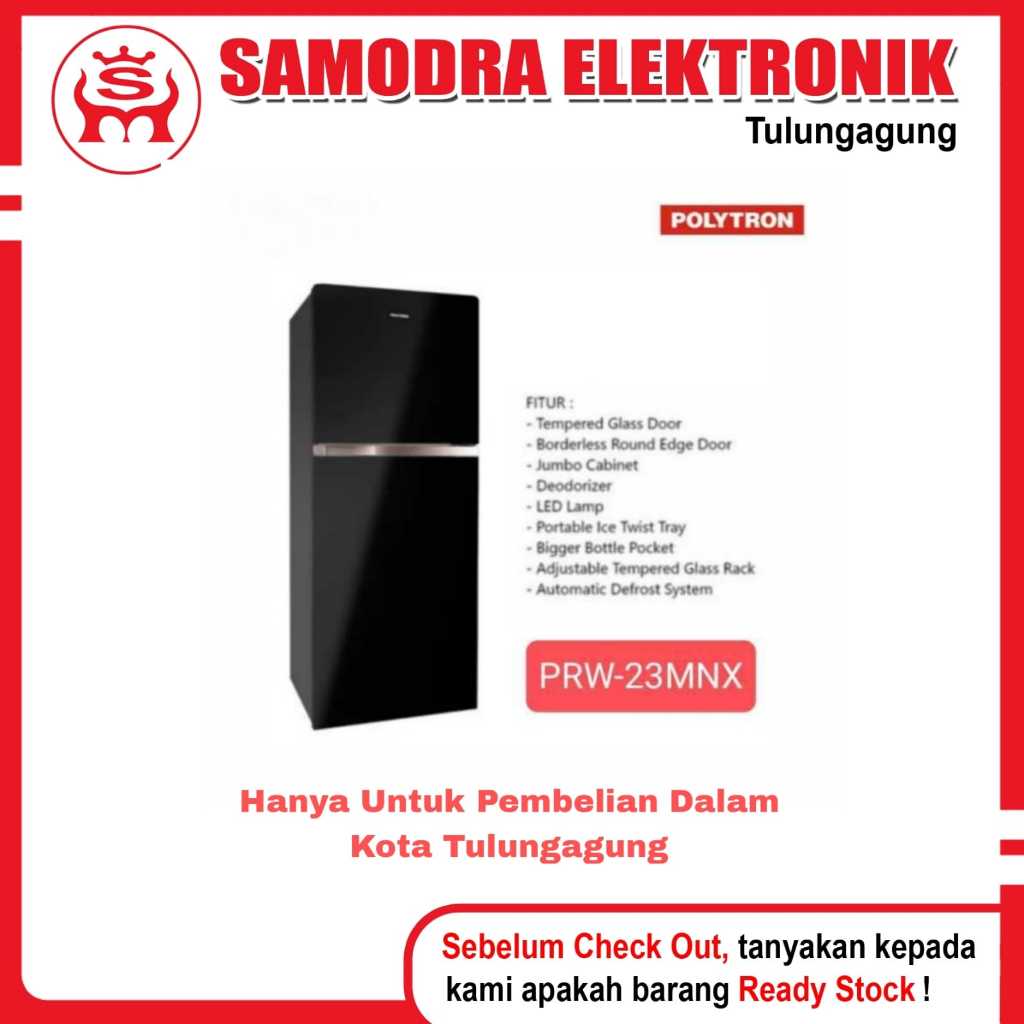 Jual Kulkas POLYTRON PRW-23 MNX | Kulkas 2 Pintu | Tempered GlassDoor ...