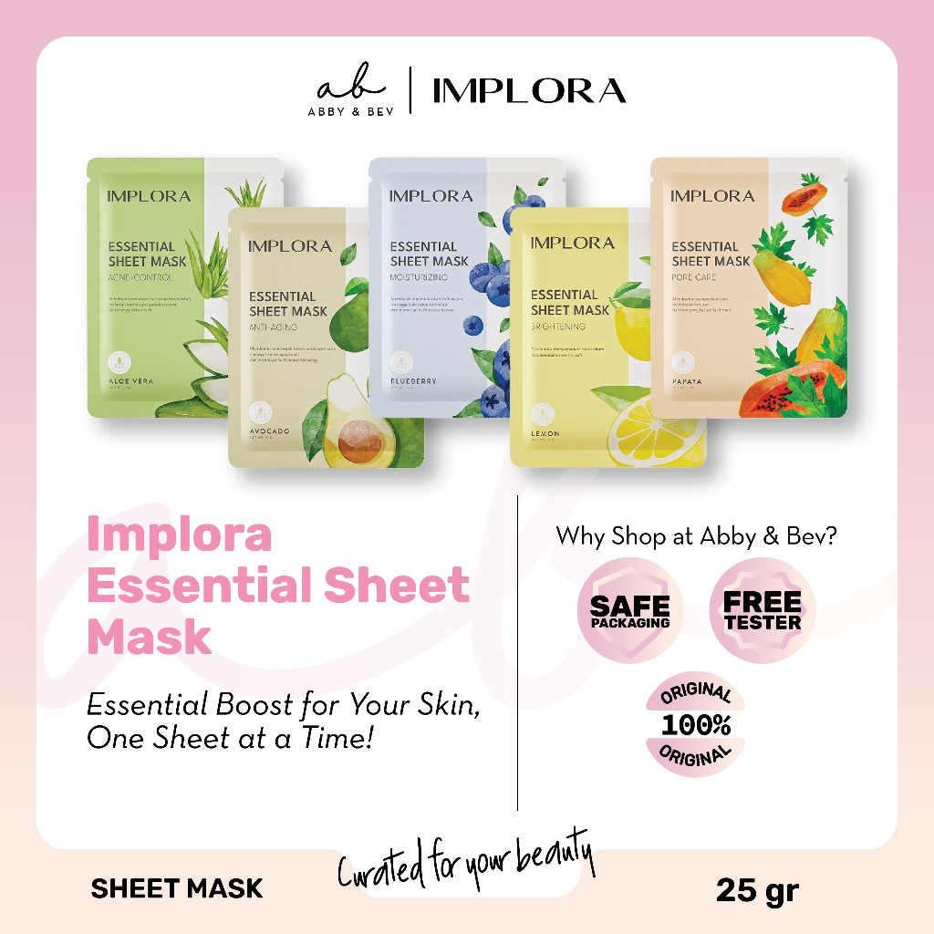 Jual AB - Implora Essential Sheet Mask [25gr]/ Masker Wajah Nyaman ...