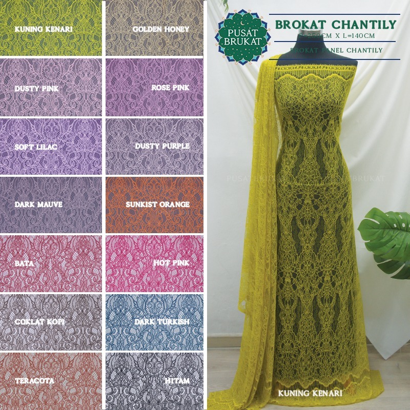 Jual KAIN KEBAYA BROKAT PANEL CHANTILY CHANTILLY LACE / BRUKAT SANTILY ...