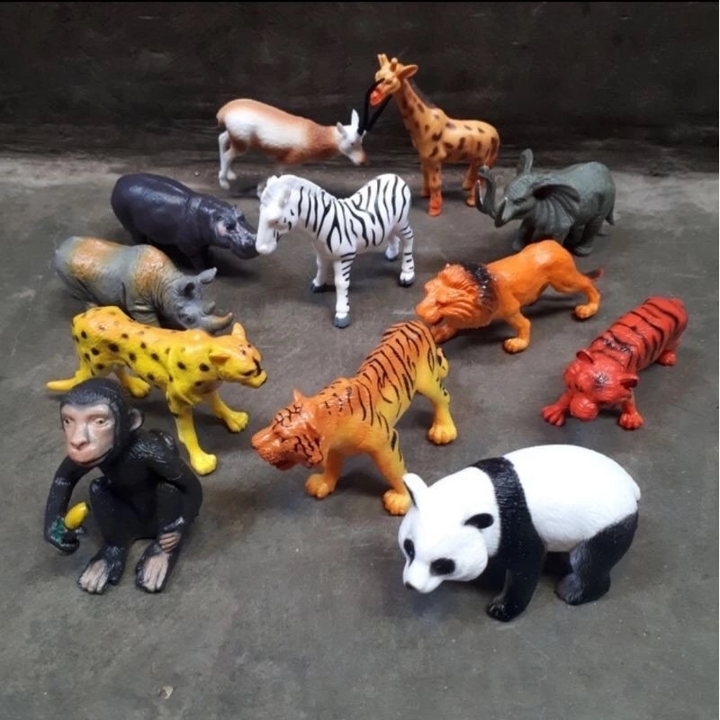 Jual MAINAN HEWAN KARET SET ISI 12 PCS WILD ANIMALS / Mainan Hewan ...
