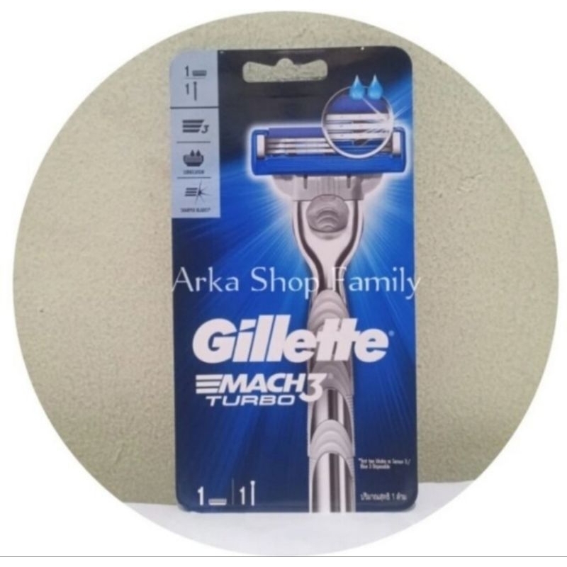 Jual GILLETTE Mach 3 Turbo Handle Gagang Refill Pisau Alat Cukur Isi ...