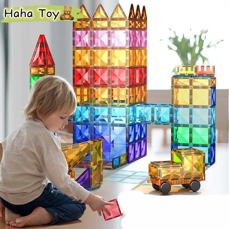 Jual HAHA TOY Mainan Blok Magnet Magnetic Tiles 3D Mainan Building ...