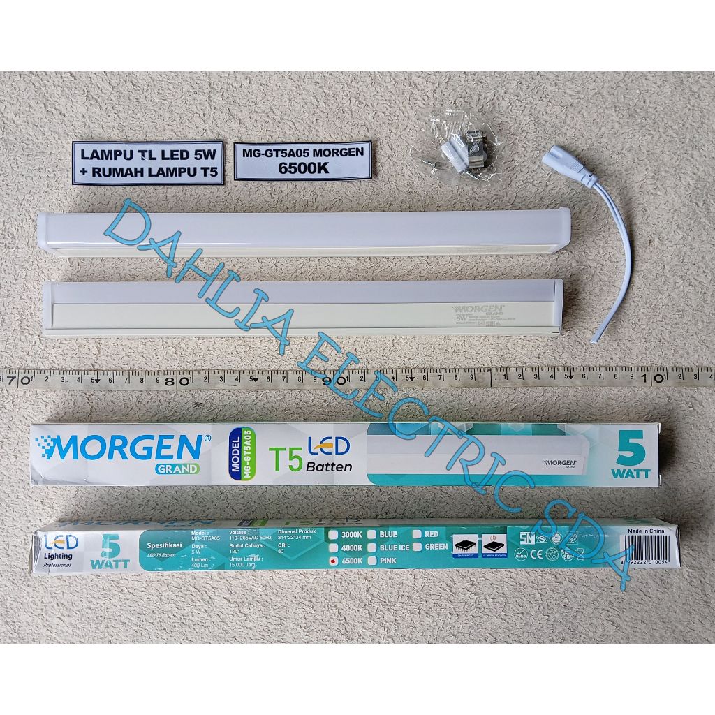 Jual LAMPU TL T5 LED 5W CAHAYA PUTIH 1 SET (LAMPU+RUMAH) MORGEN | Shopee Indonesia