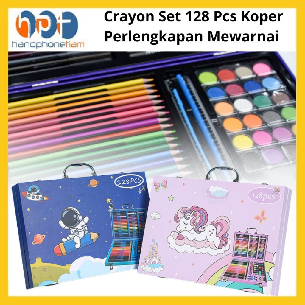 Jual Crayon Set 128Pcs Koper Aluminium Besi Box Alat Lukis Anak Koper ...