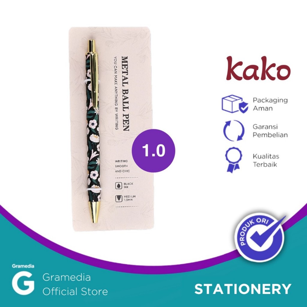 Jual Kako Click Pen Metal Flower Black White Kkflw-01 | Shopee Indonesia