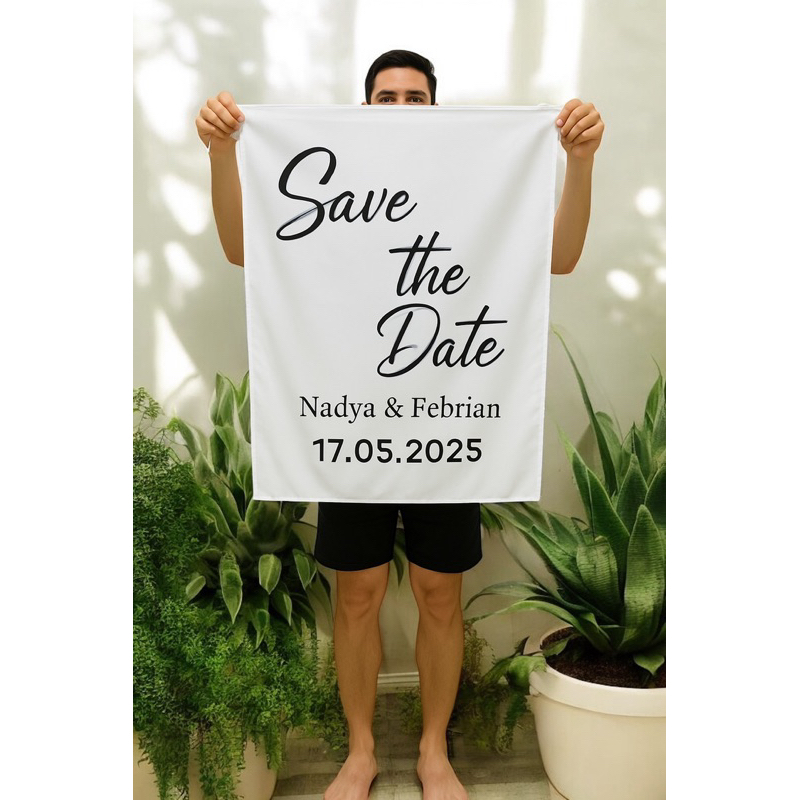 Jual Poster Kain Custom SAVE THE DATE 80x50cm | Shopee Indonesia