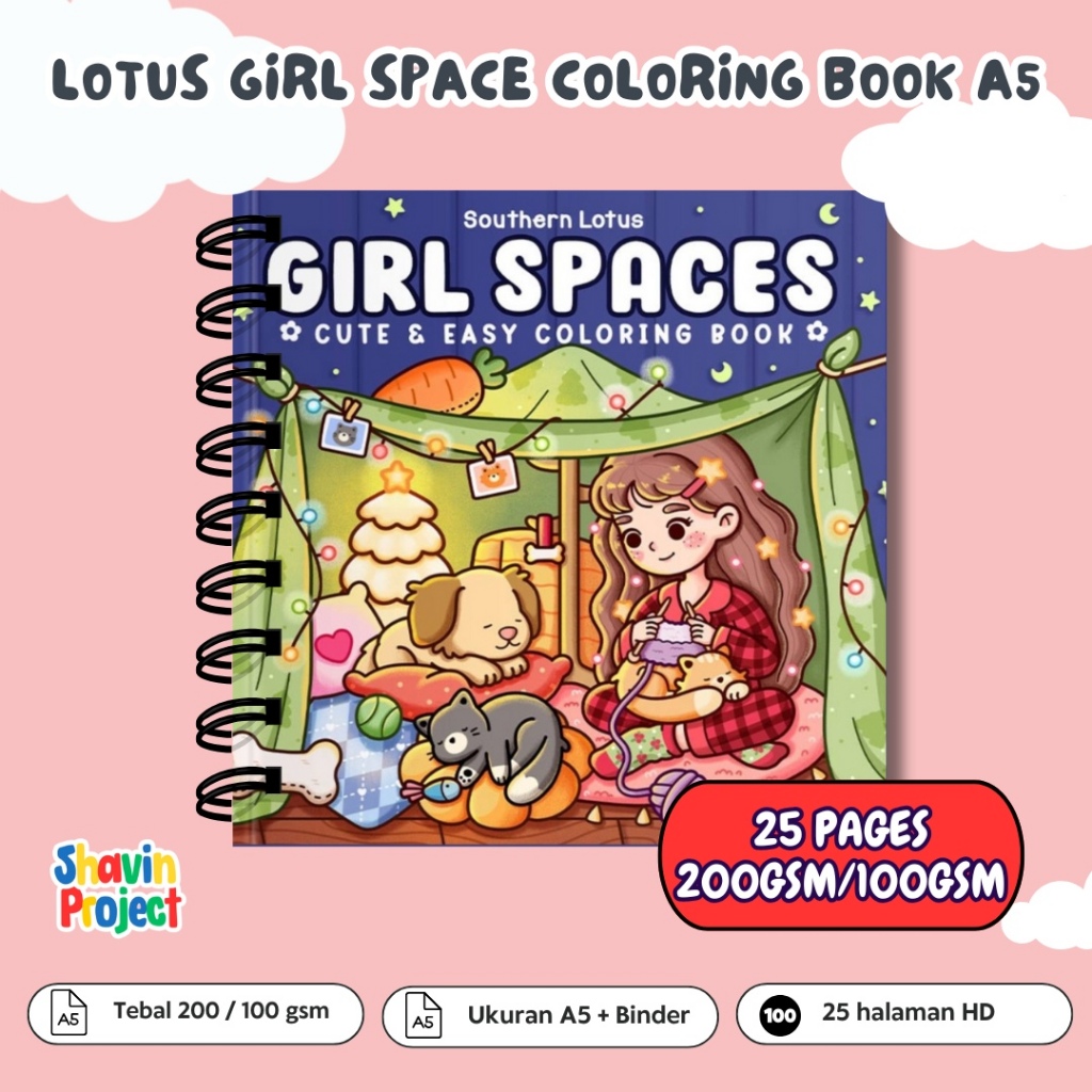 Jual Buku mewarnai dewasa Lotus Girl Spaces Bold and easy comfy tebal ...