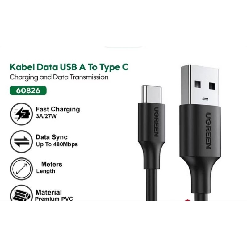 Jual ugreen 60826 kabel type c 3meter / kabel type c 3 meter ugreen ...