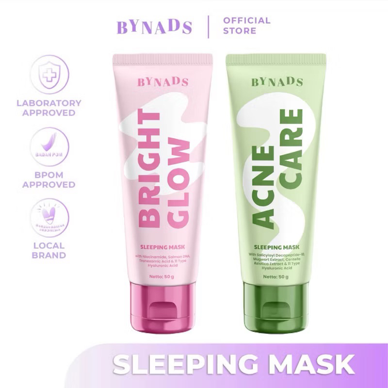 Jual Bynads Sleeping Mask Set Bright Glow Sleeping Mask 50 Gr + Acne ...