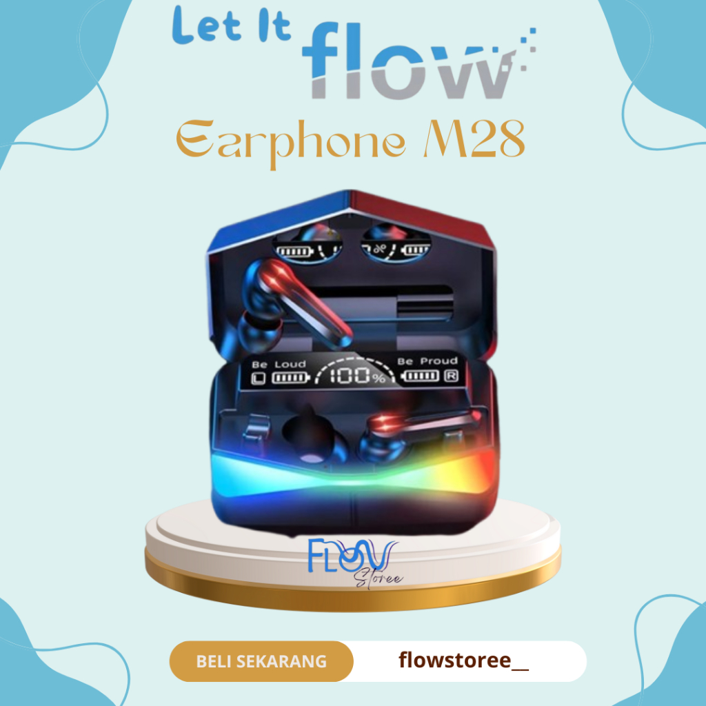 Jual Flow M28 Headset Bluetooth Gaming Wireless TWS Dual Mode BT V5.1 ...