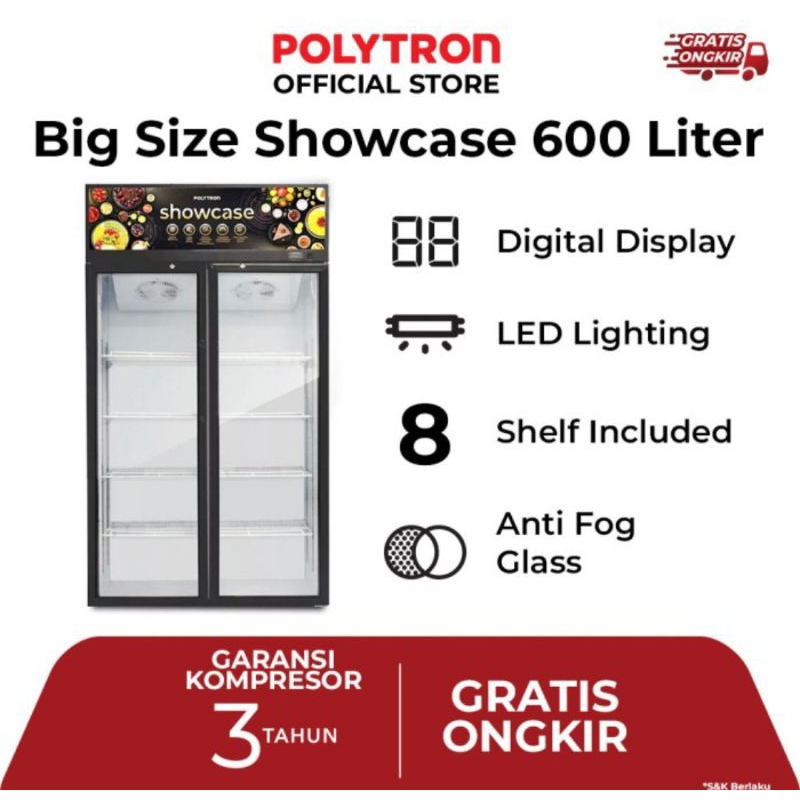 Jual SHOWCASE POLYTRON 2 PINTU SCN610 DISPLAY COOLERS 2PINTU SHOWCASE ...